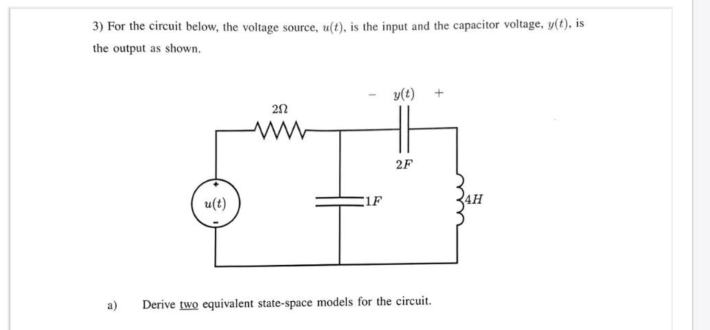 Solved For the circuit below, the voltage source, u(t), ﻿is | Chegg.com