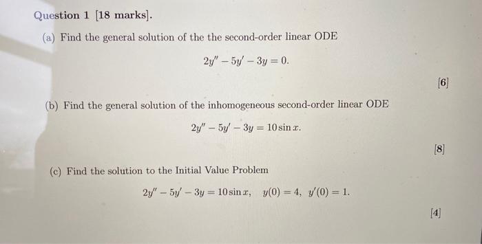 Solved (a) Find the general solution of the the second-order | Chegg.com