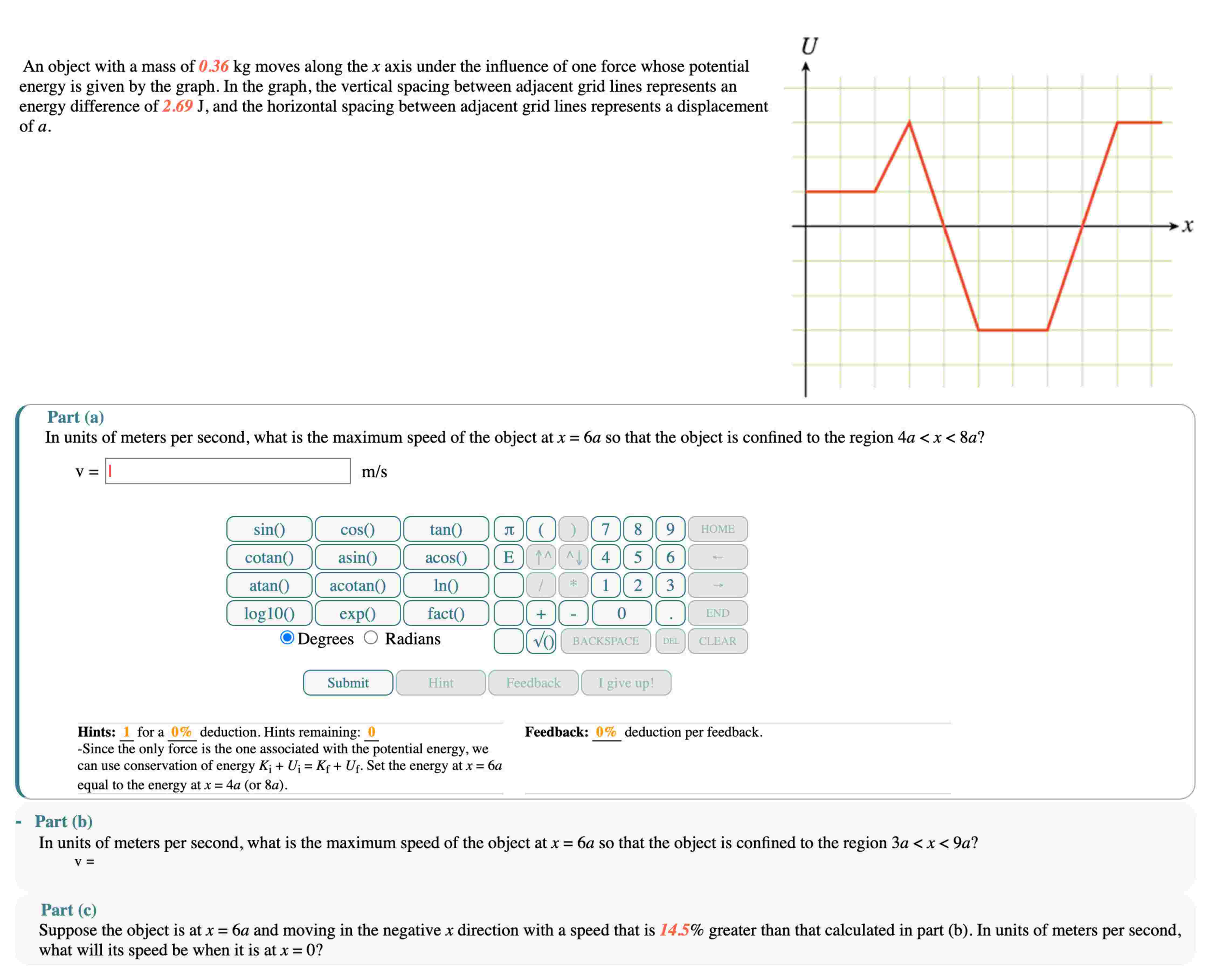 Solved An ﻿object with a mass of 0.36 kg ﻿moves along the x | Chegg.com
