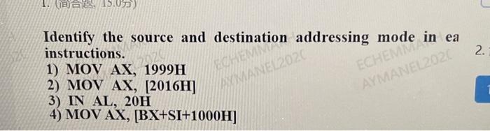 Solved Identify the source and destination addressing mode | Chegg.com