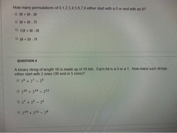 Solved How many permutations of 0,1 2,3,45,6,7 8 either | Chegg.com