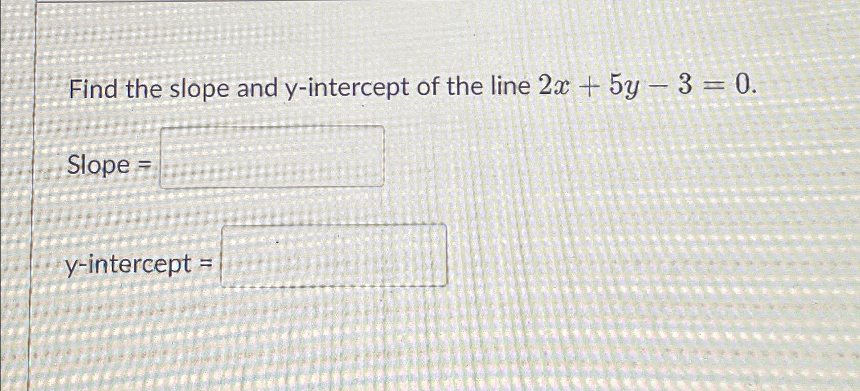 Solved Find the slope and y-intercept of the line | Chegg.com