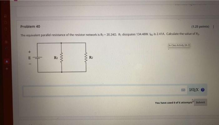 Solved The equivalent parallel resistance of the resistor | Chegg.com