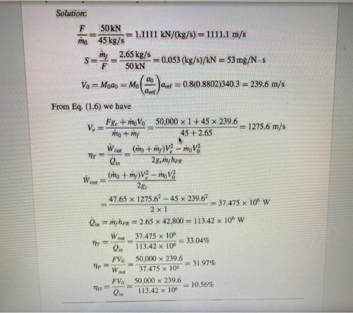 Solved Problems 1.1 Calculate the uninstalled thrust for | Chegg.com