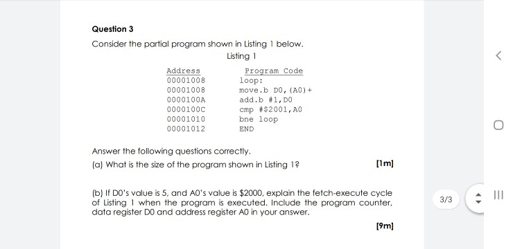 Solved Question 3 Consider the partial program shown in | Chegg.com