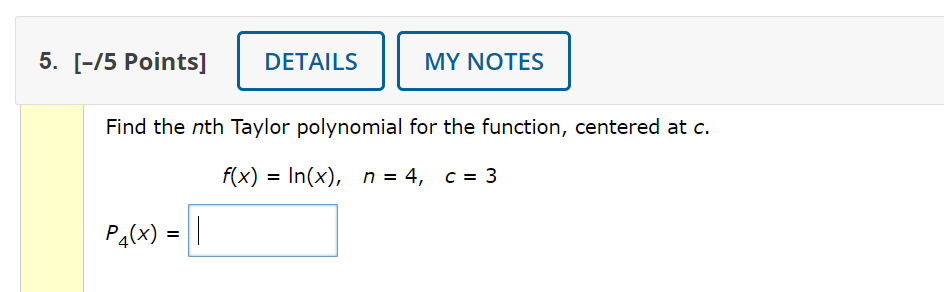 Solved Find the nth Taylor polynomial for the function, | Chegg.com