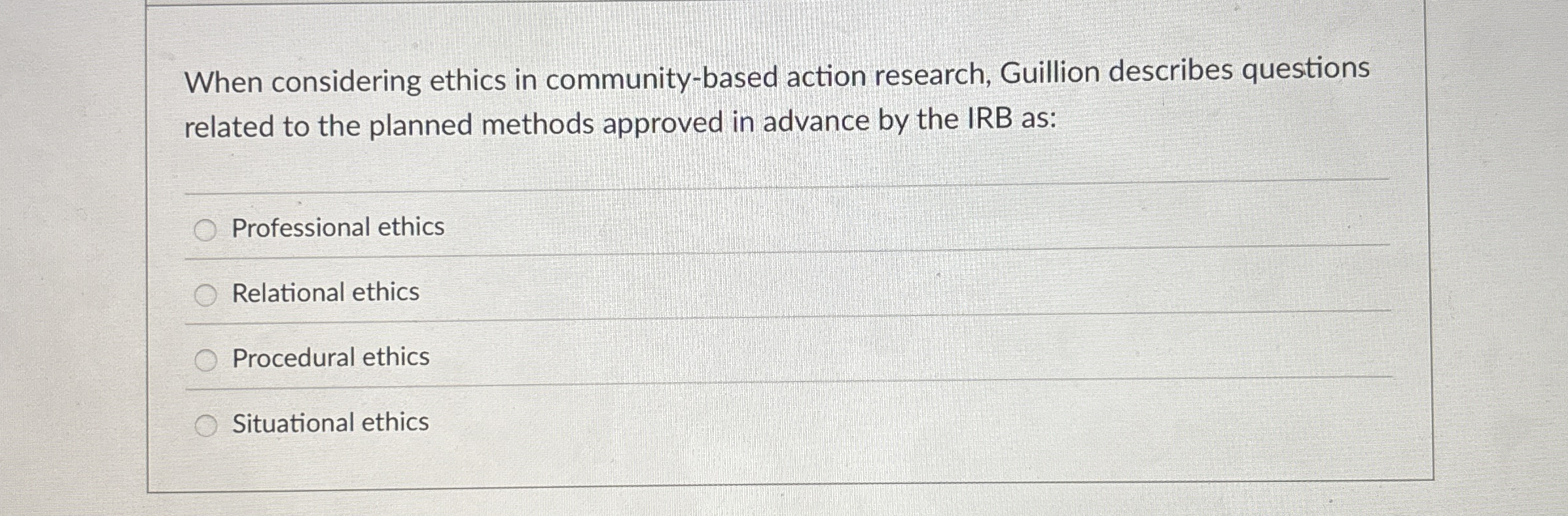 Solved When considering ethics in community-based action | Chegg.com