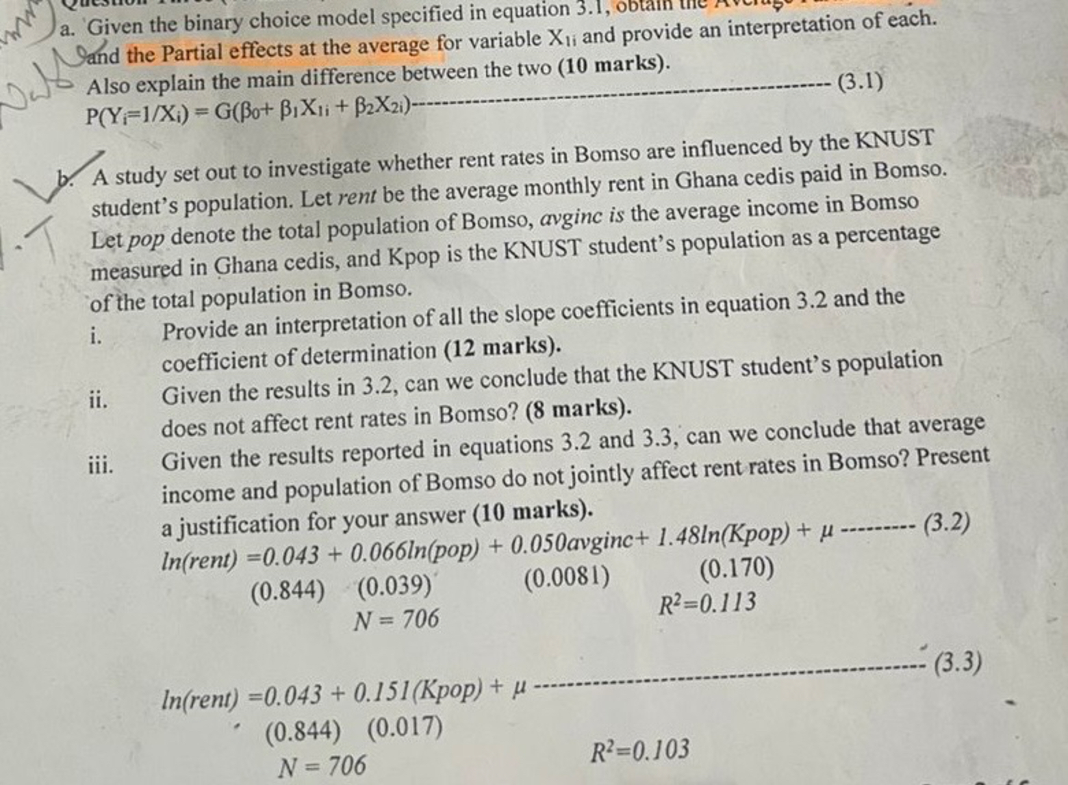 Solved a. ﻿Given the binary choice model specified in | Chegg.com