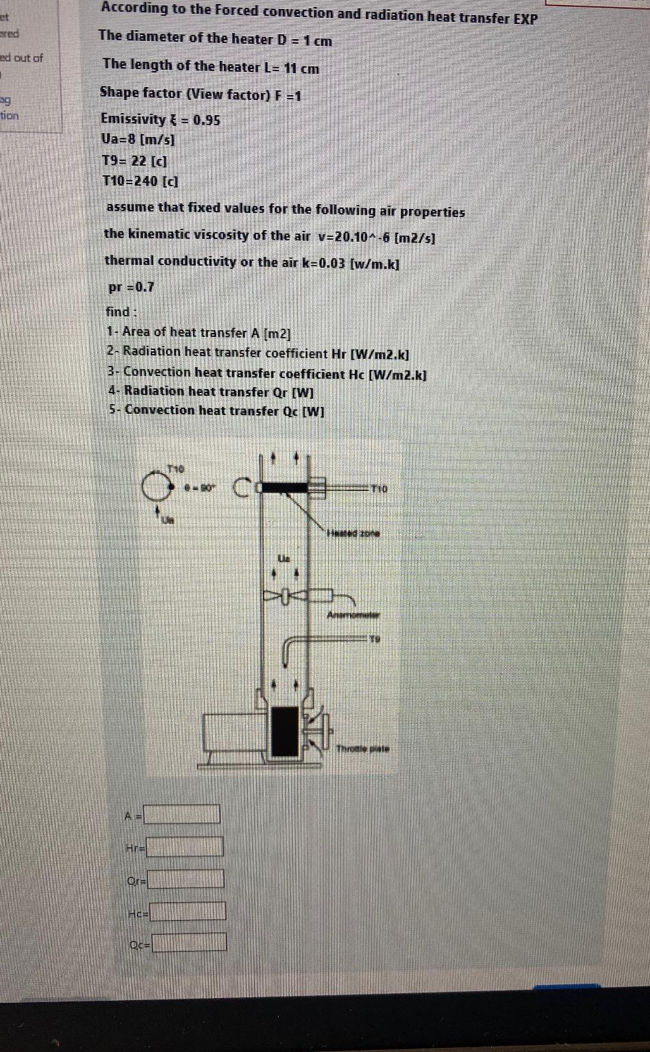 Solved According to the Forced convection and radiation heat | Chegg.com