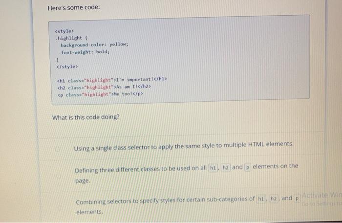 Solved Here's some code: highlight { | Chegg.com