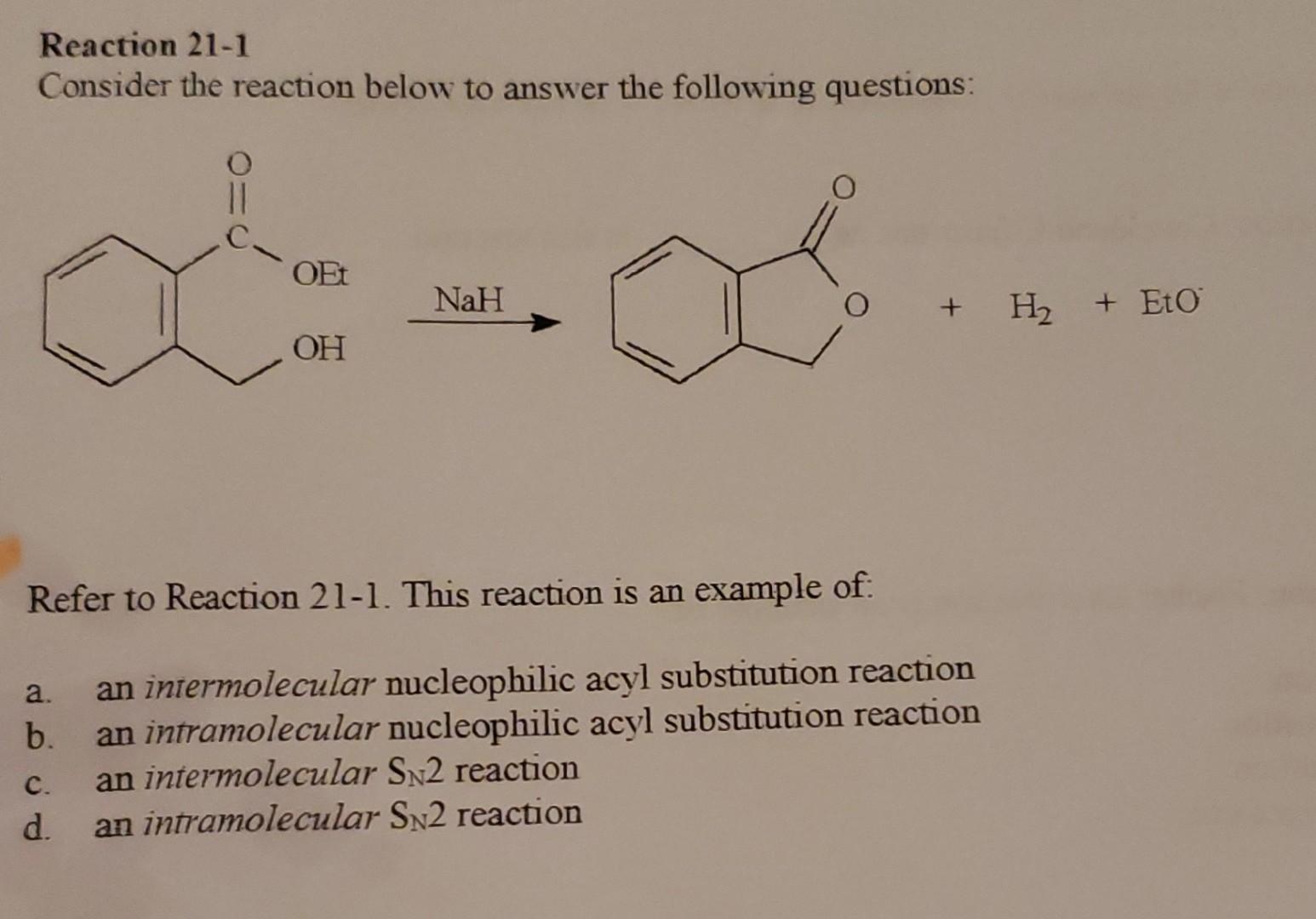 Solved Reaction 21-1 Consider the reaction below to answer | Chegg.com