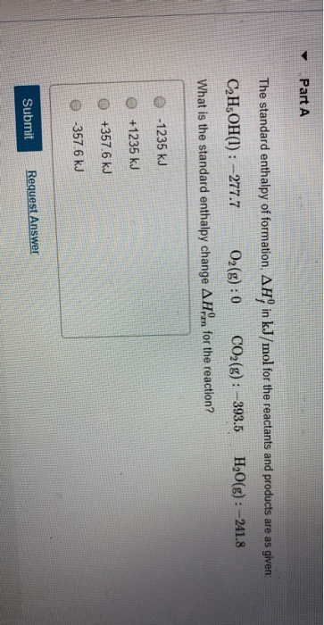 Solved Part A The standard enthalpy of formation. AHin | Chegg.com