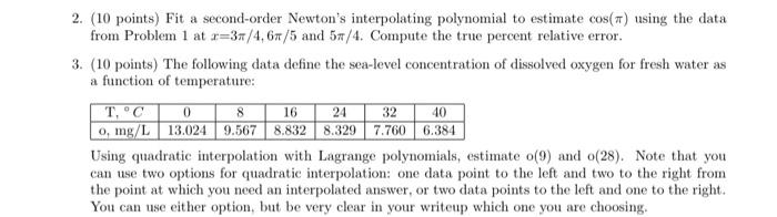 Solved 2. (10 points) Fit a second-order Newton's | Chegg.com