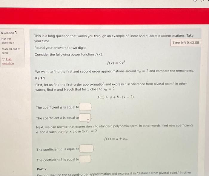 Solved Part 2 Second, we find the second-order approximation | Chegg.com