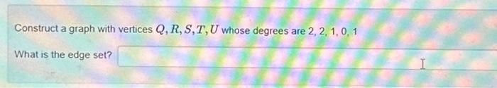 Solved Construct a graph with vertices Q, R, S, T, U whose | Chegg.com