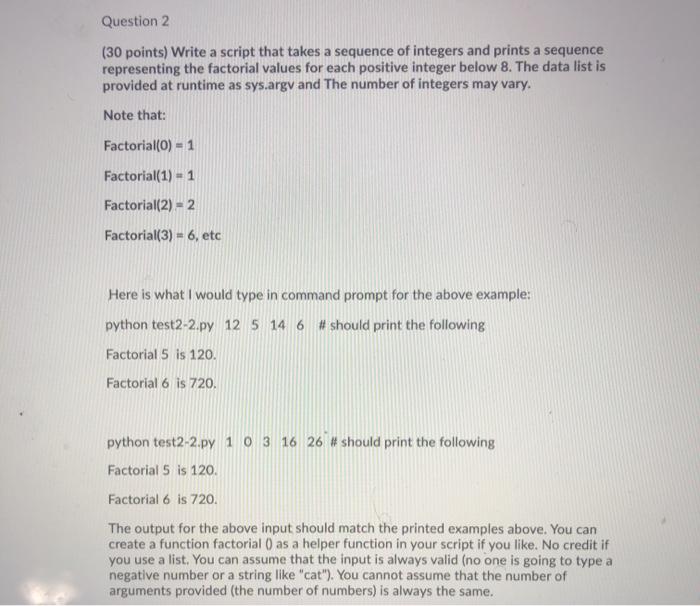 Solved Question 2 30 Points Write A Script That Takes A 3366