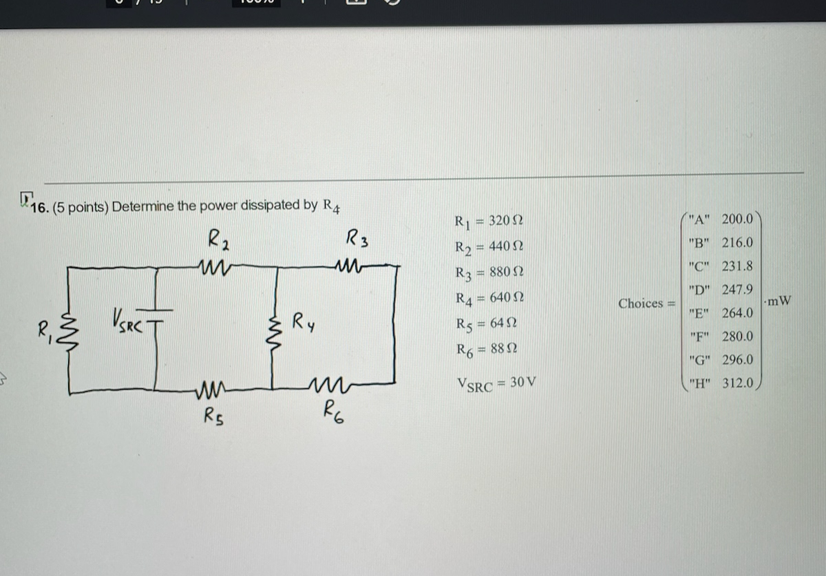 Solved Determine the Power dissipated by R4(5 ﻿points) | Chegg.com