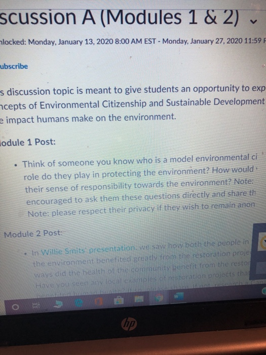 scussion A (Modules 1 & 2) locked: Monday, January | Chegg.com