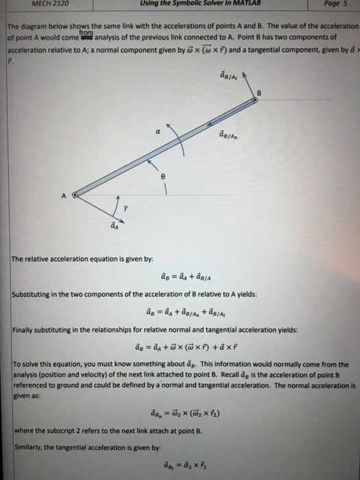 MECH 2120 Using the symbolic Solver in MATLAB Page 5 | Chegg.com