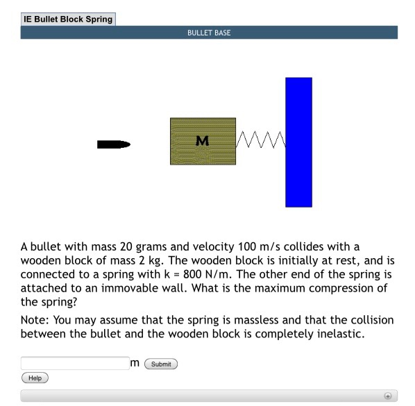 Solved IE Bullet Block Spring ма wooden block of mass 2 kg. | Chegg.com