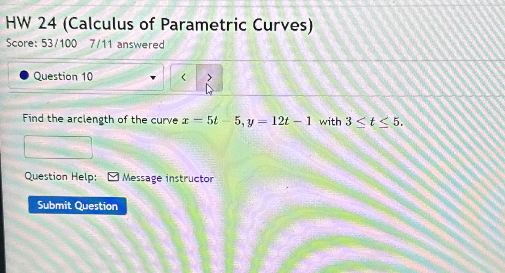 Solved HW 24 (Calculus of Parametric Curves)Score: 53100711 | Chegg.com