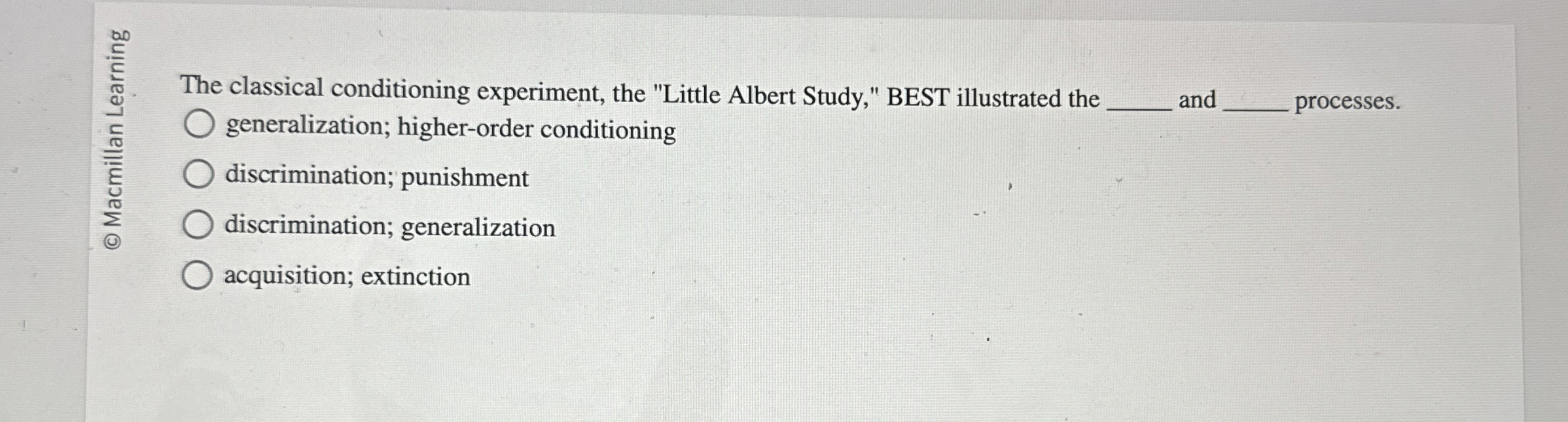 Solved The classical conditioning experiment, the "Little | Chegg.com