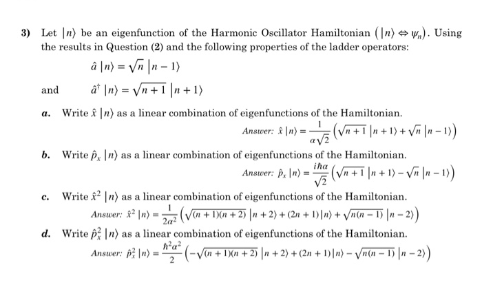 Solved 3) Let n) be an eigenfunction of the Harmonic | Chegg.com