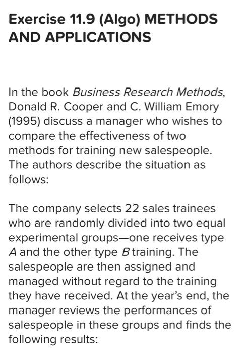 Solved Exercise 11.9 (Algo) METHODS AND APPLICATIONS In the | Chegg.com