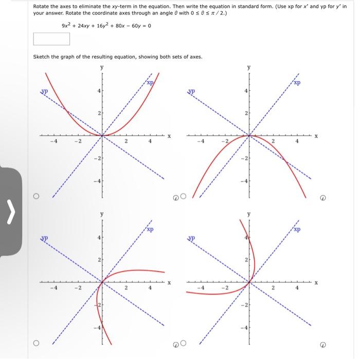 Solved Rotate the axes to eliminate the xy-term in the | Chegg.com