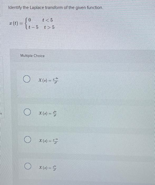 Solved Identify the Laplace transform of the given function. | Chegg.com