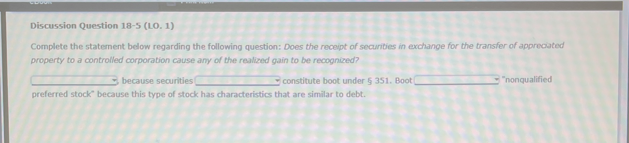Solved Discussion Question 18-5 (10. 1)Complete the | Chegg.com
