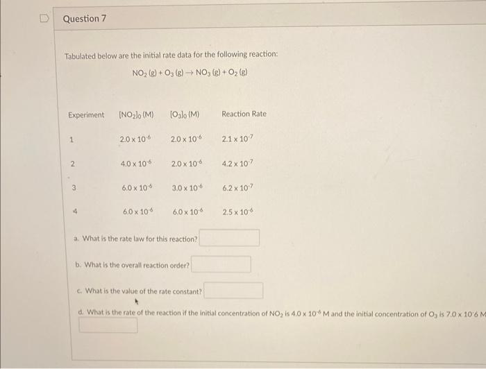 Solved Tabulated below are the initial rate data for the | Chegg.com
