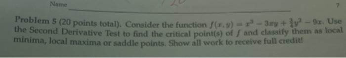 Solved Problem 5 (20 points total). Consider the function | Chegg.com