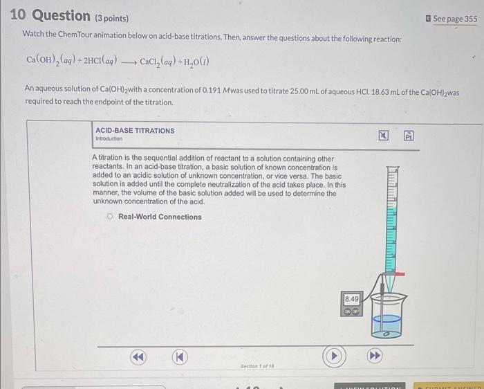 Solved 10 Question ( 3 points) E Seepage? Watch the ChemTour | Chegg.com