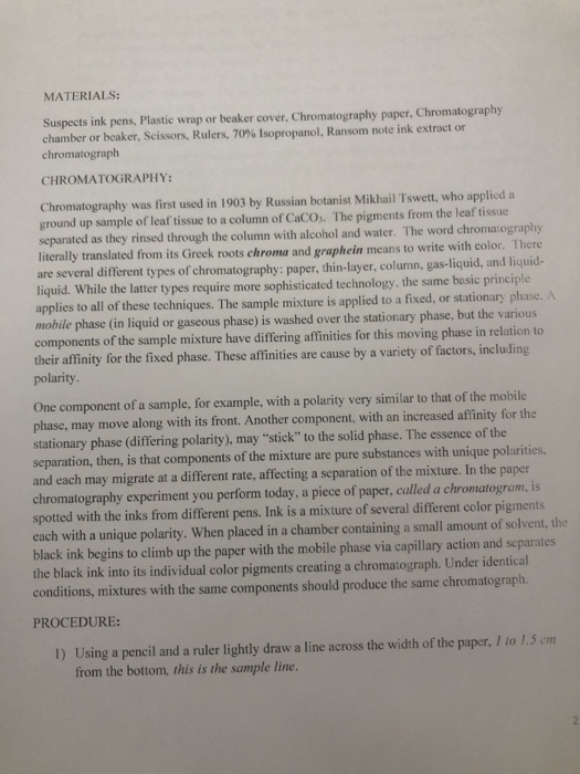 RANSOM NOTE URGENT: Immediate Chromatographie | Chegg.com