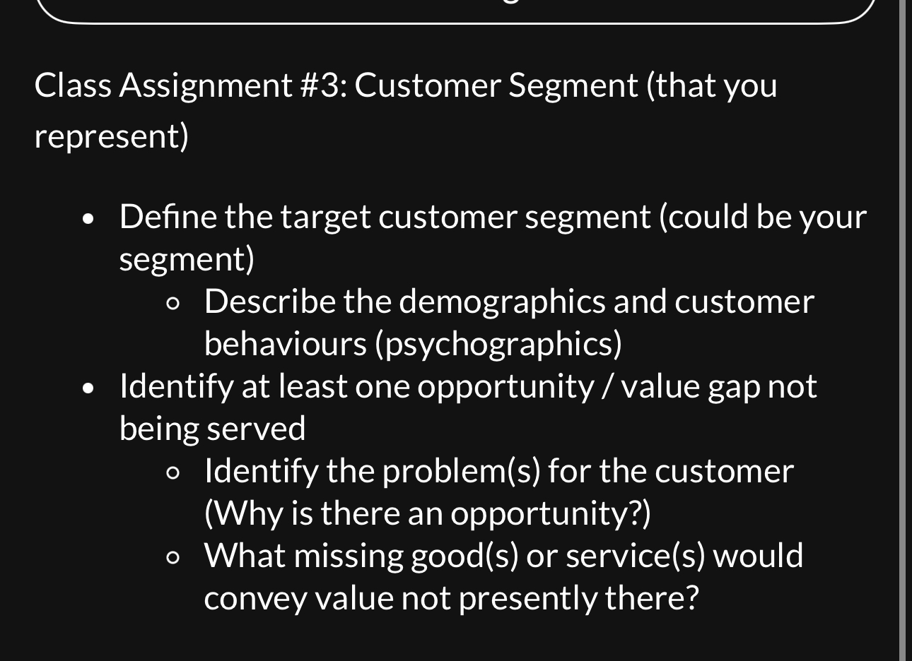 Solved Class Assignment #3: Customer Segment (that you | Chegg.com