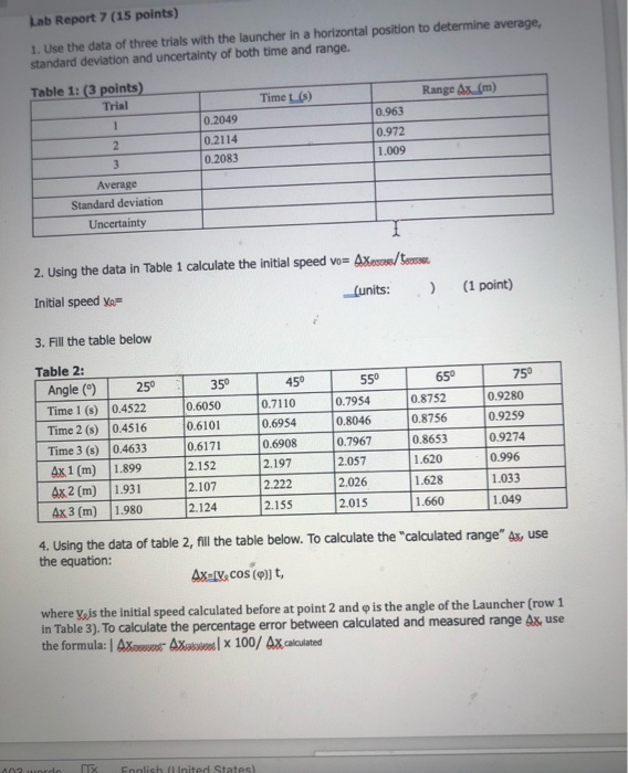 Solved Lab Report 7 (15 points) 1. Use the data of three | Chegg.com