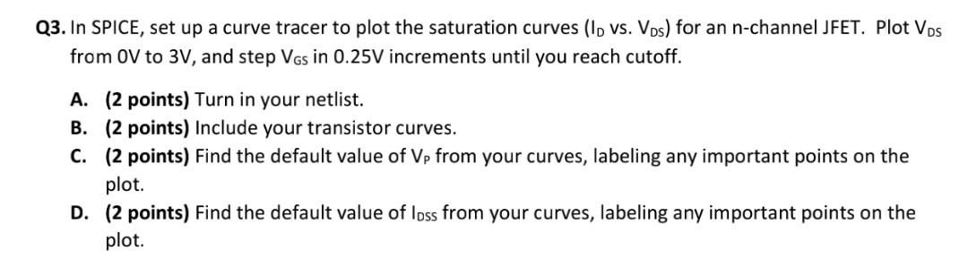 Solved Q3. In SPICE, set up a curve tracer to plot the | Chegg.com