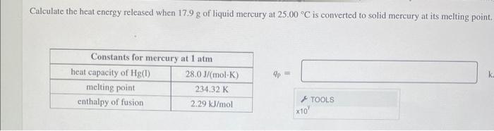 [Solved]: Calculate the heat energy released when ( 17.9