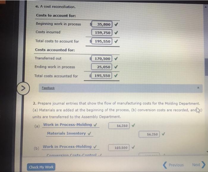 Solved Molding Assembly Beginning Inventories Physical Chegg
