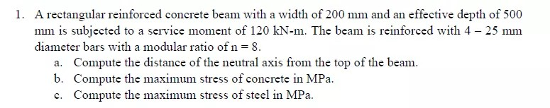 Solved A rectangular reinforced concrete beam with a width | Chegg.com