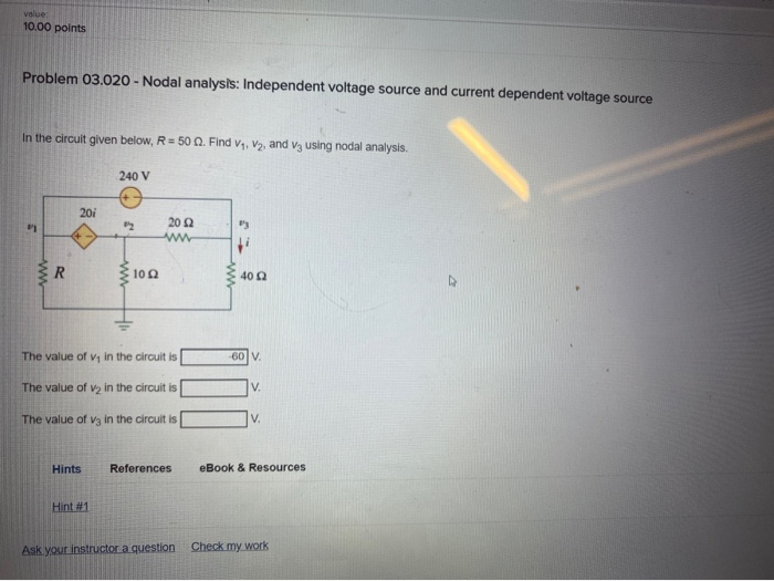 Solved value 10.00 points Problem 03.020 - Nodal analysis: | Chegg.com