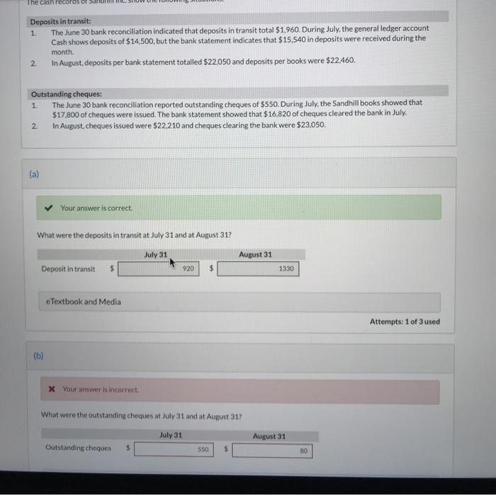 Solved The cash Deposits in transit: 1. The June 30 bank | Chegg.com
