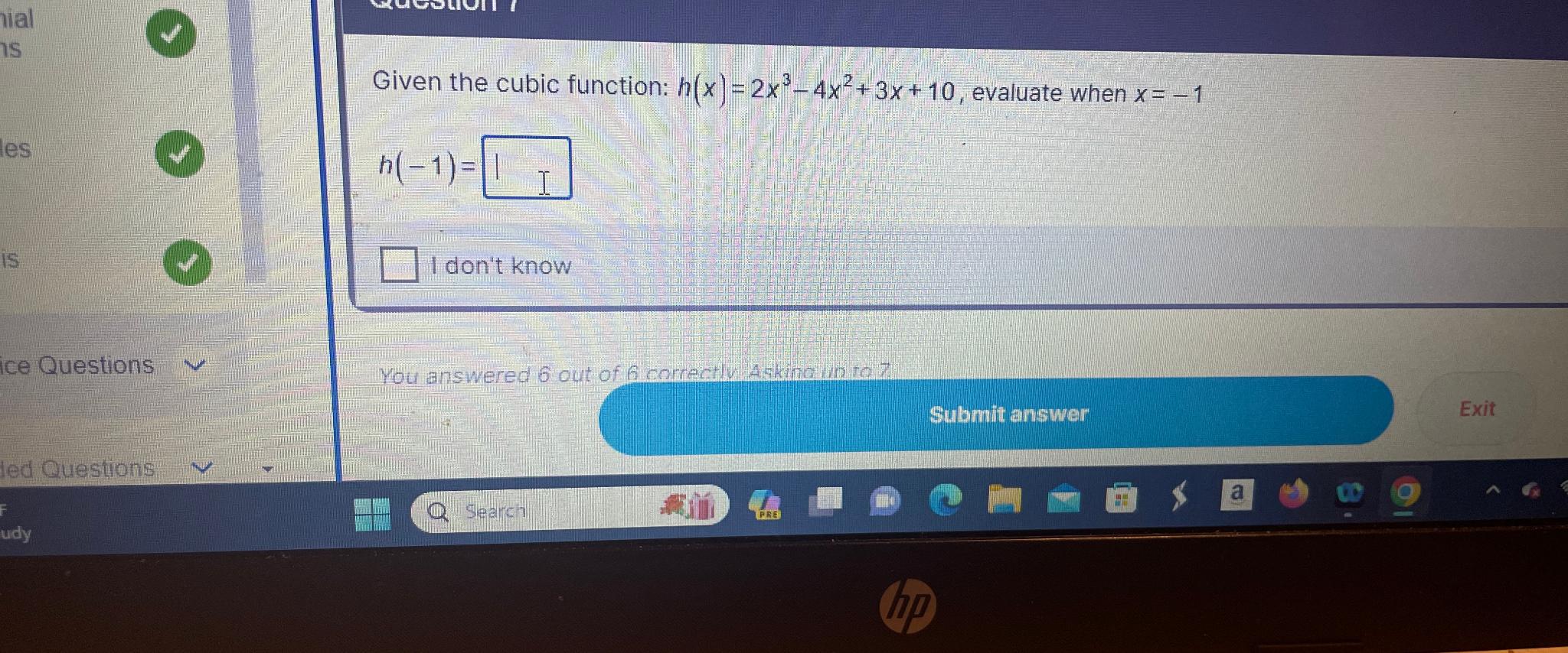 Solved Given the cubic function: h(x)=2x3-4x2+3x+10, | Chegg.com