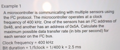 Solved Example 1A microcontroller is communicating with | Chegg.com