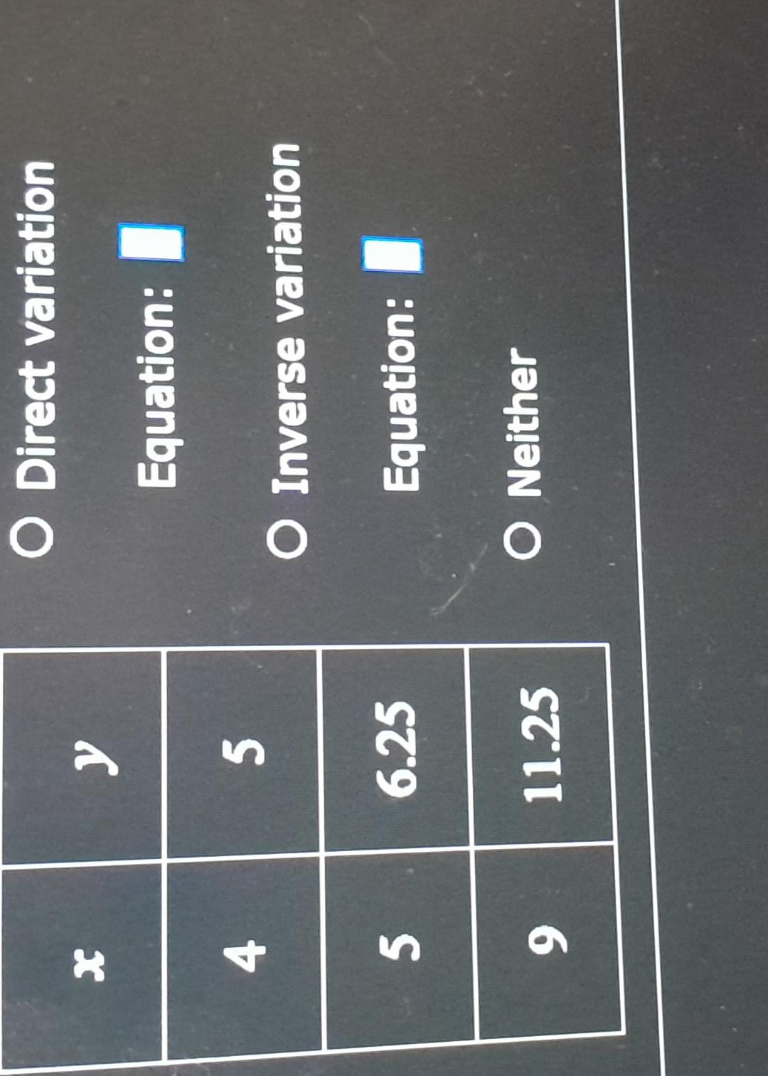 Solved Direct variation Equation: Inverse variation | Chegg.com