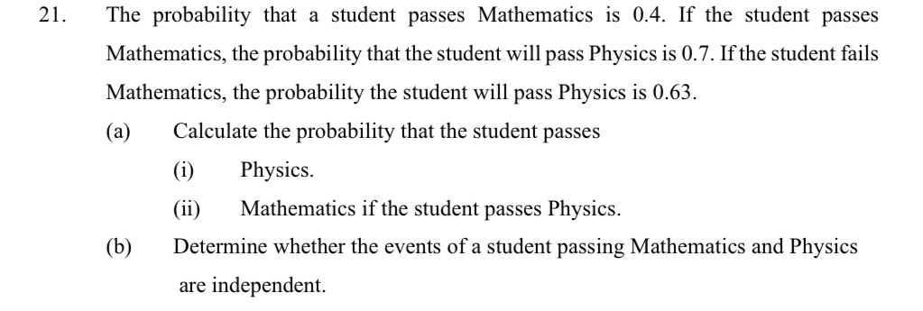 Solved The probability that a student passes Mathematics is | Chegg.com