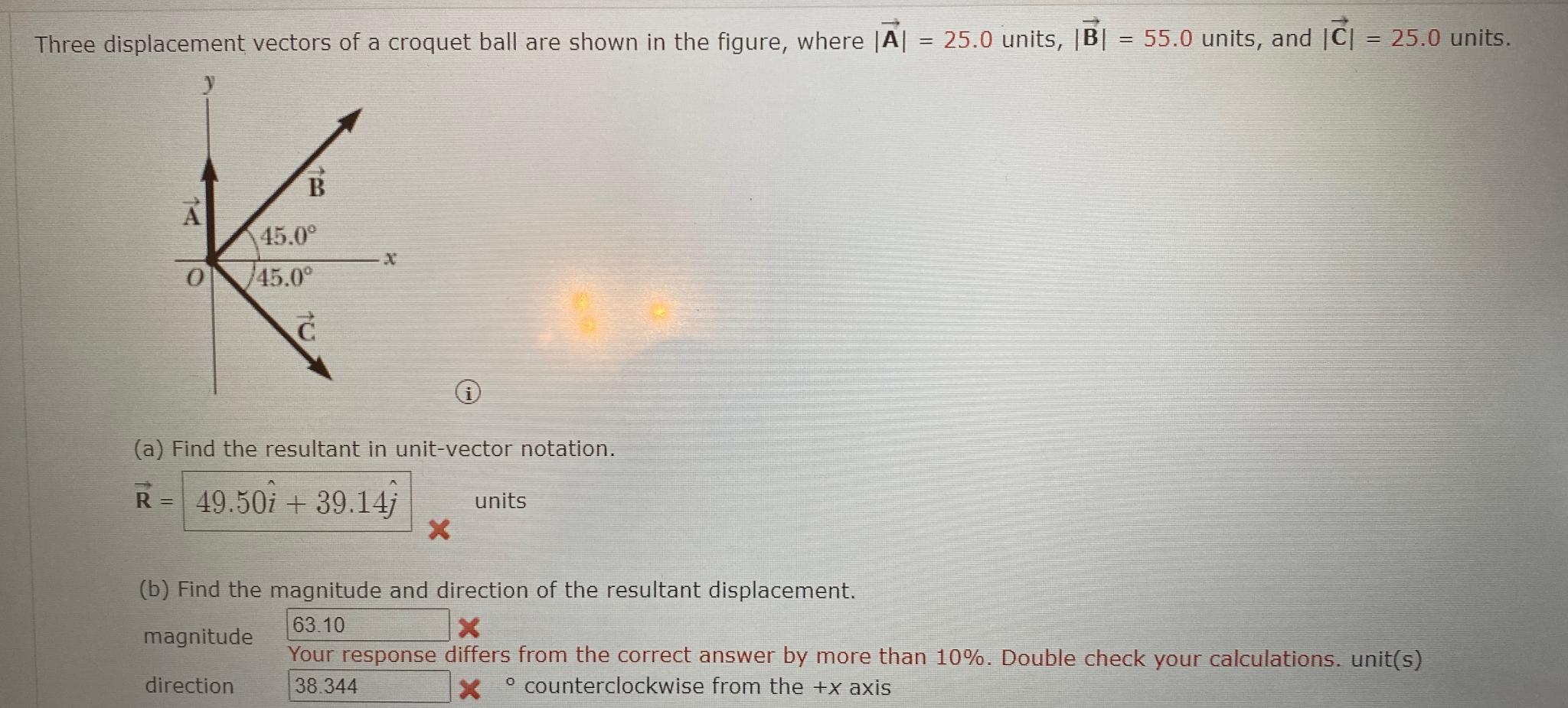 Solved Three displacement vectors of a croquet ball are | Chegg.com