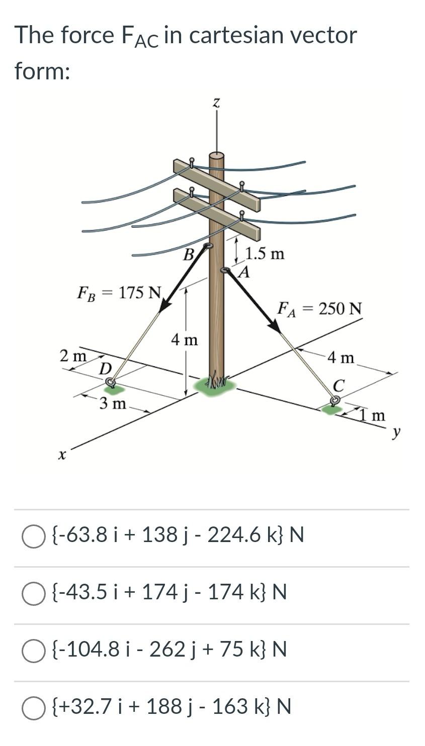 Solved The force FAC in cartesian vector form: | Chegg.com
