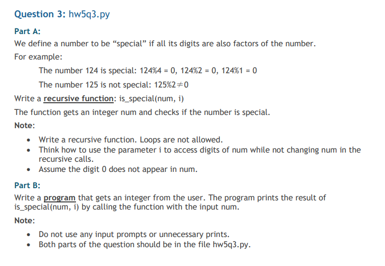 Solved Question 3: hw5q3.py Part A: We define a number to be | Chegg.com